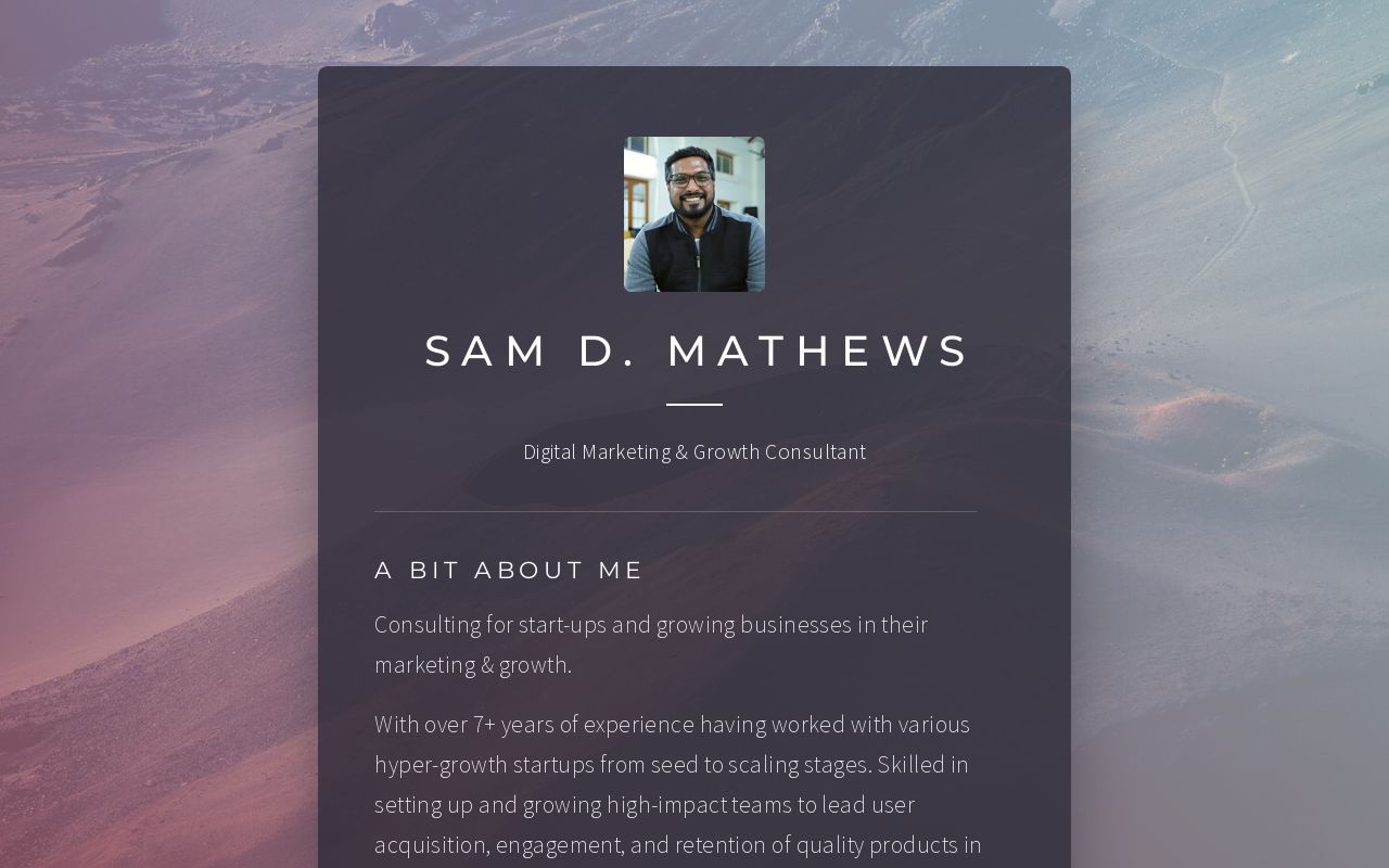 Profile: Sam Daniel Mathews